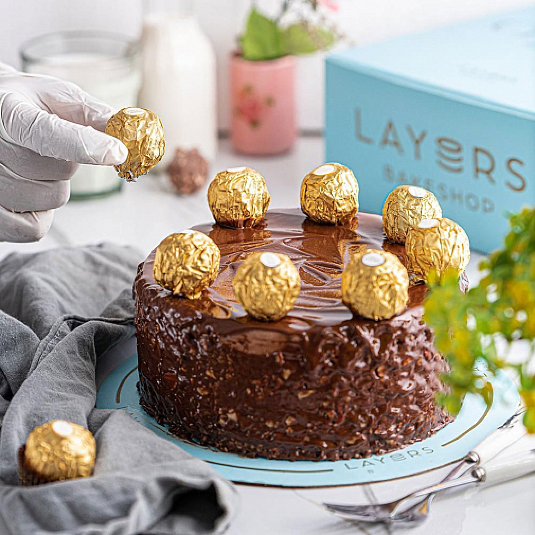 Ferrero Rocher Cake from Layers Bake Shop | Cake to Pakistan