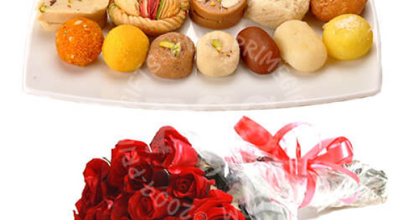 Send Mix Mithai 2Kg and 24 Red Roses to Pakistan | Prime Gifts Shop ...